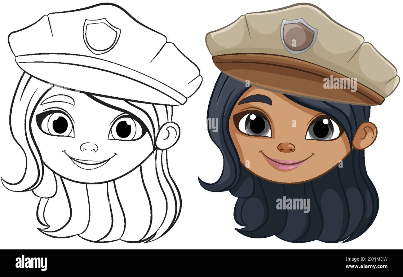 Illustration of a happy female police officer Stock Vector Image & Art ...