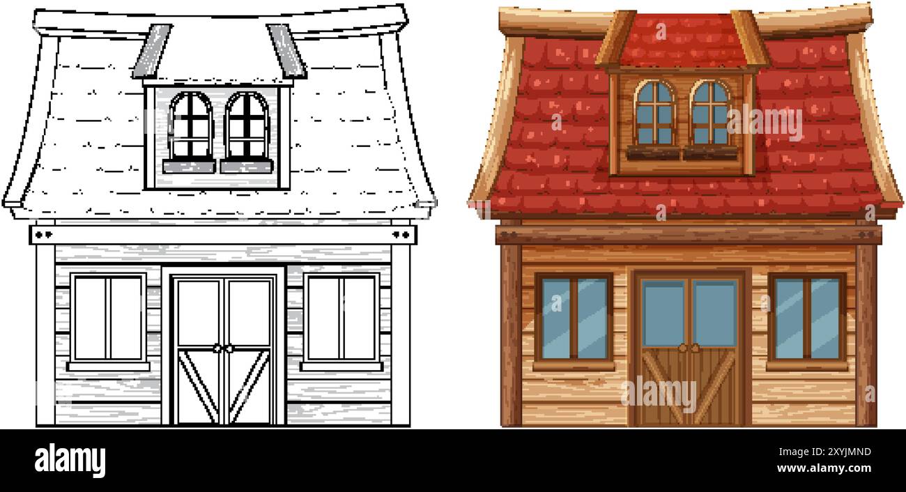Charming wooden house in Stock Vector Images - Alamy