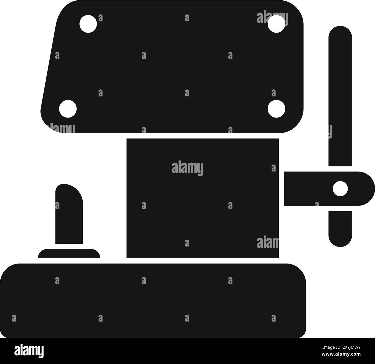 Simple vector illustration of a metalworking machine pressing metal ...