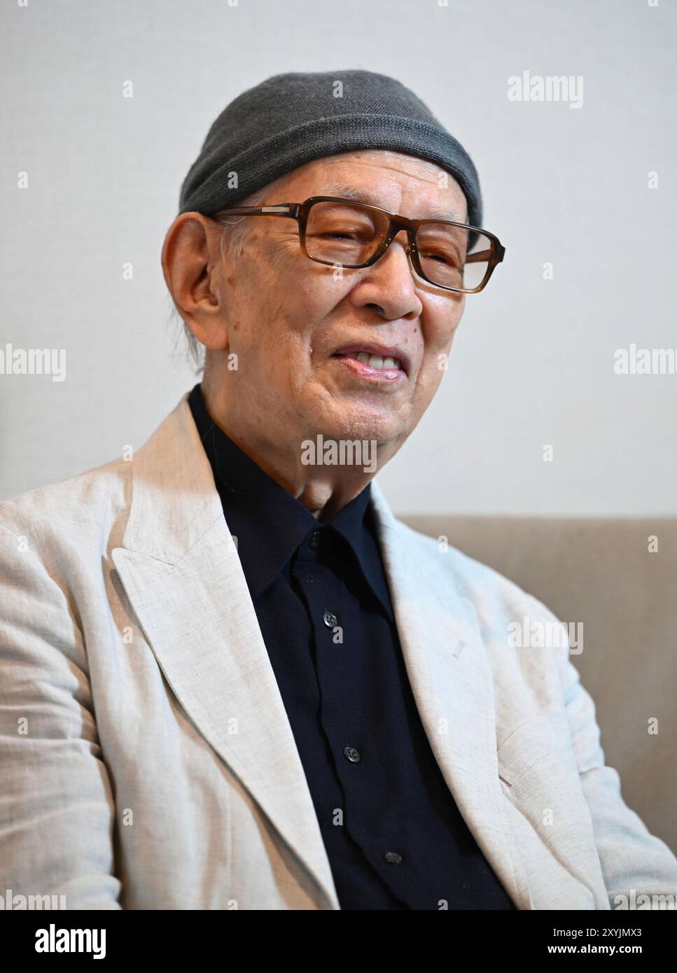Hiroyuki Itsuki, a Japanese novelist, attends an interview in Tokyo on ...