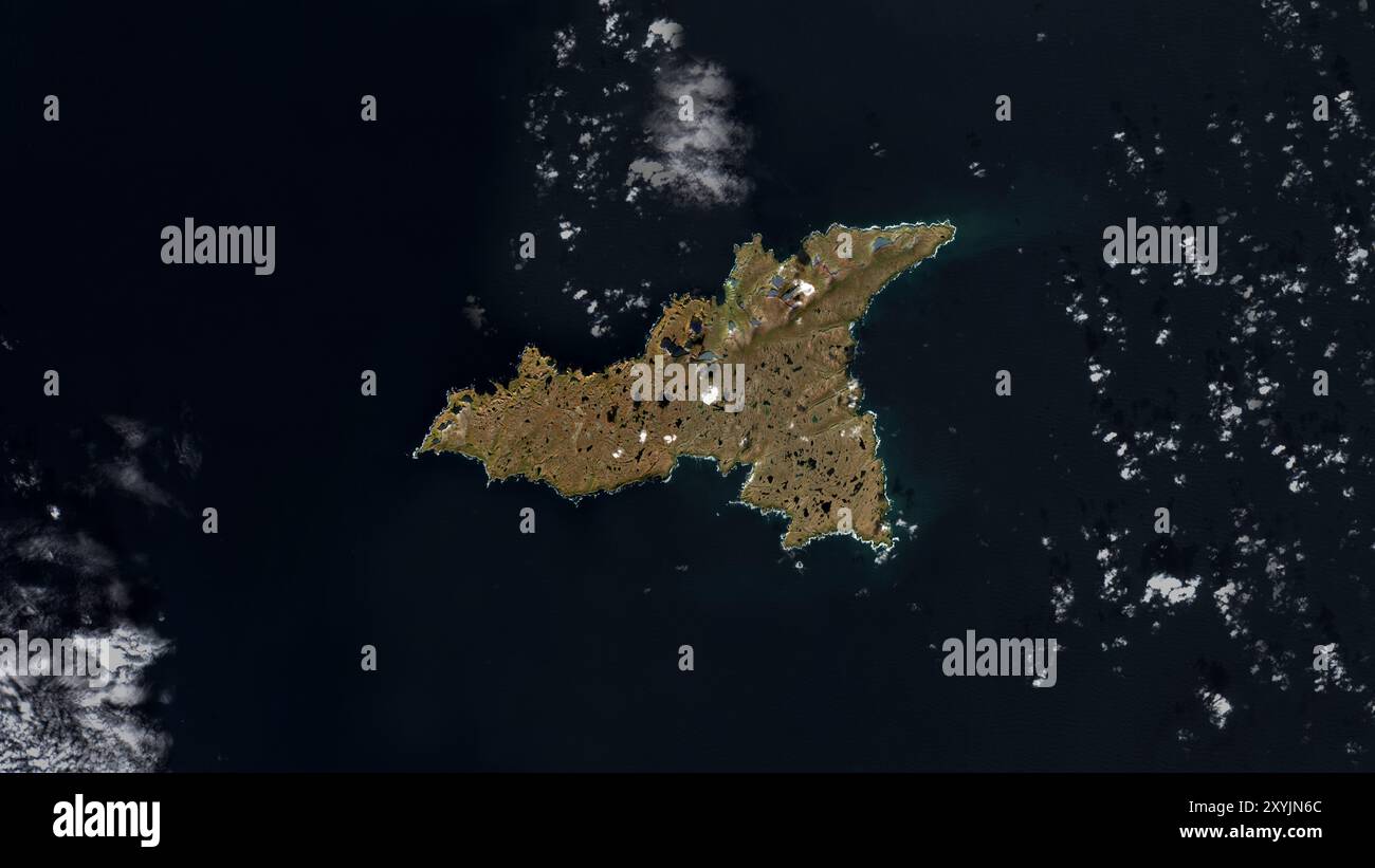 Agattu Island in the Bering Sea on a satellite image taken in October ...