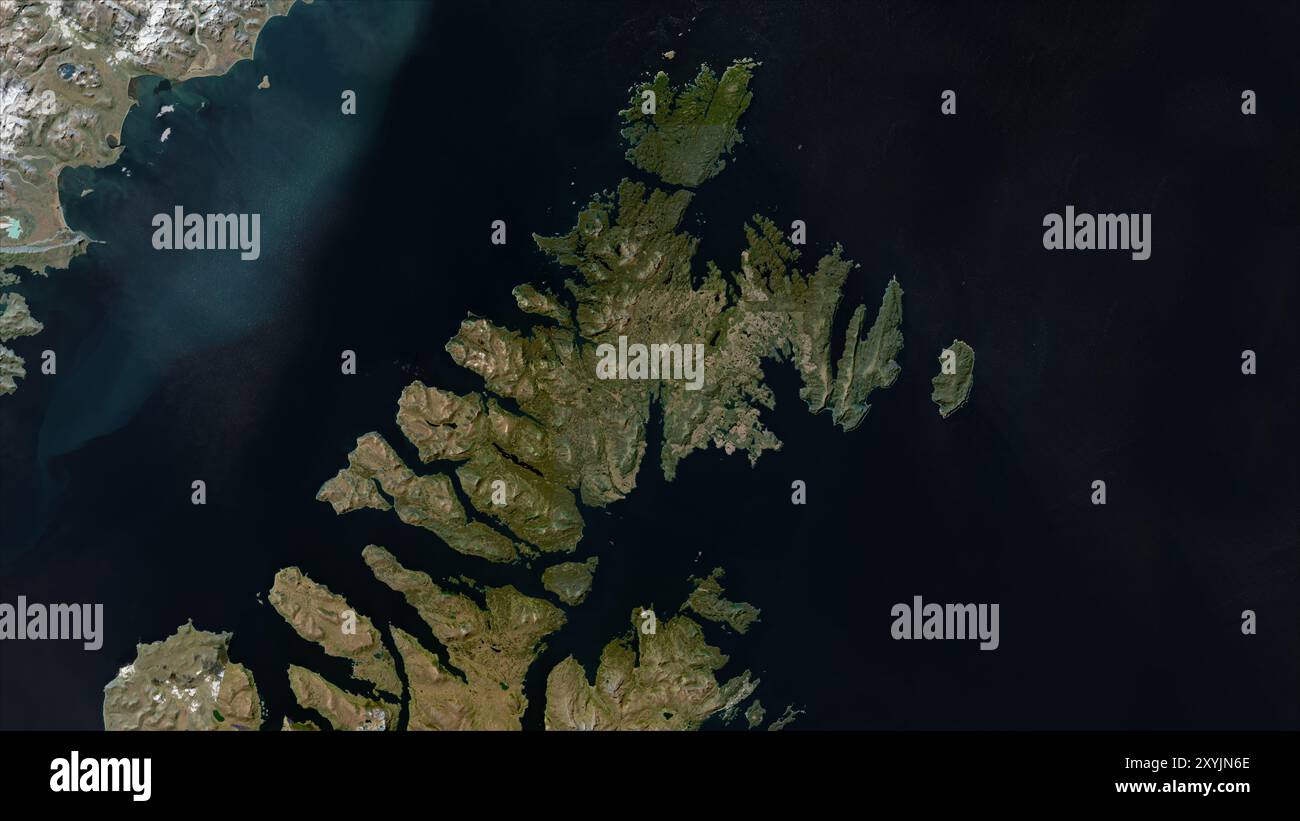 Afognak Island in the Gulf of Alaska on a satellite image taken in ...