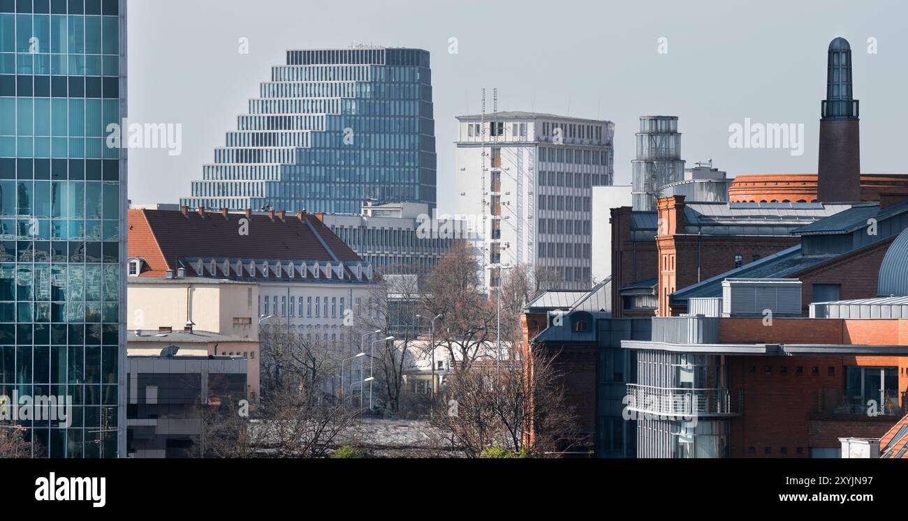 Cityscape. View from above of local office buildings. Poznan skyline ...