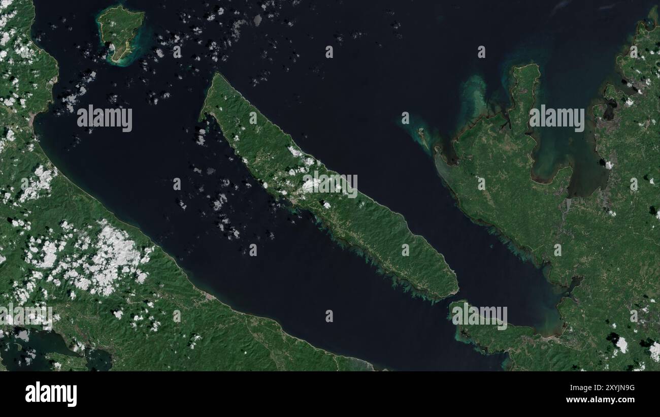 Alabat Island in the Philippine Sea on a satellite image taken in March ...
