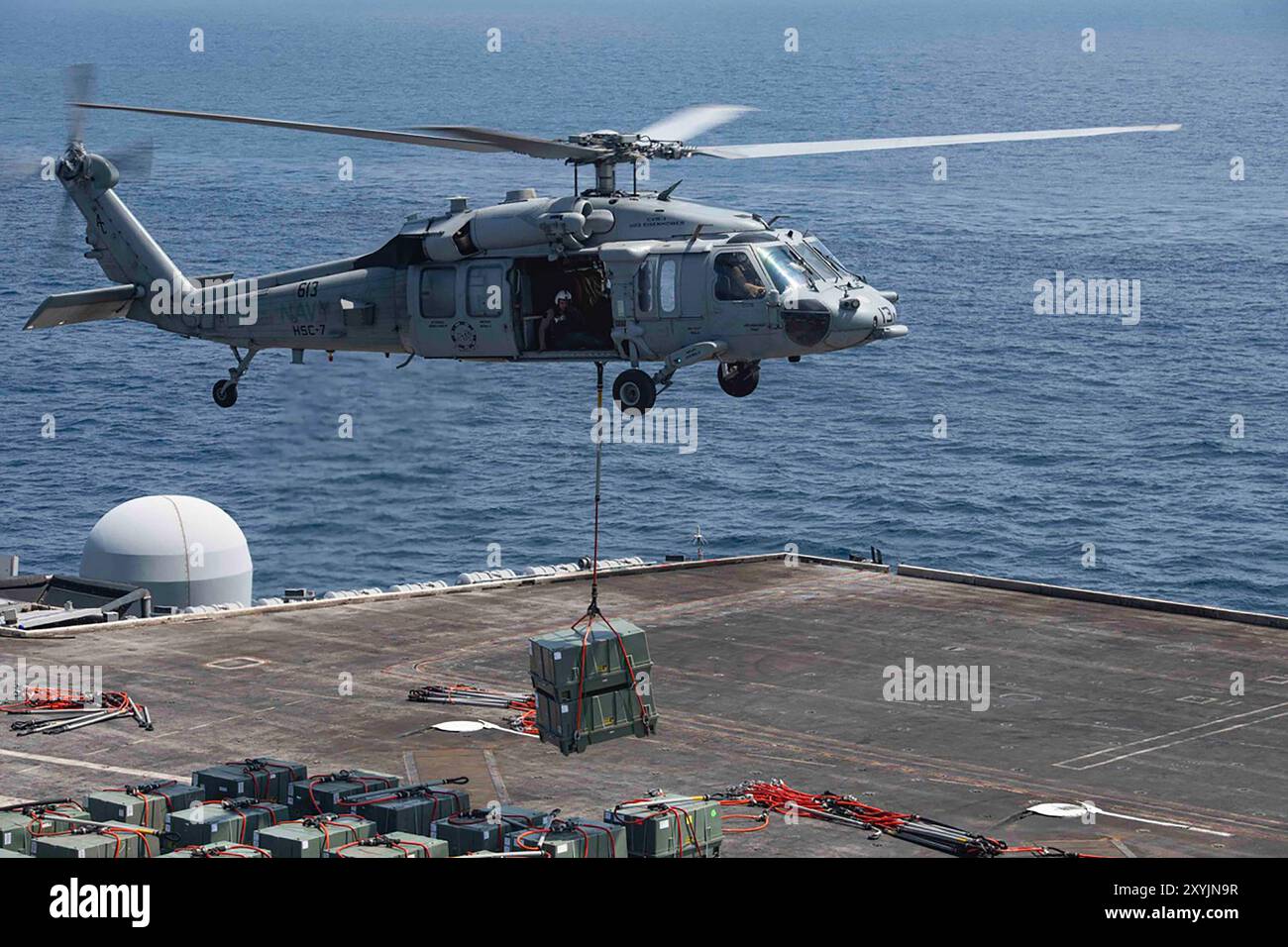 240827-N-FM895-3112 ATLANTIC OCEAN (Aug. 27, 2024) An MH-60S Seahawk ...