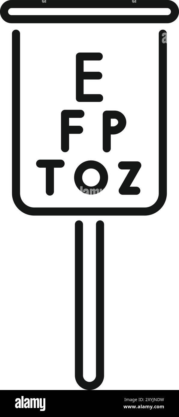 Simple line icon of an eye chart being used to test visual acuity Stock ...