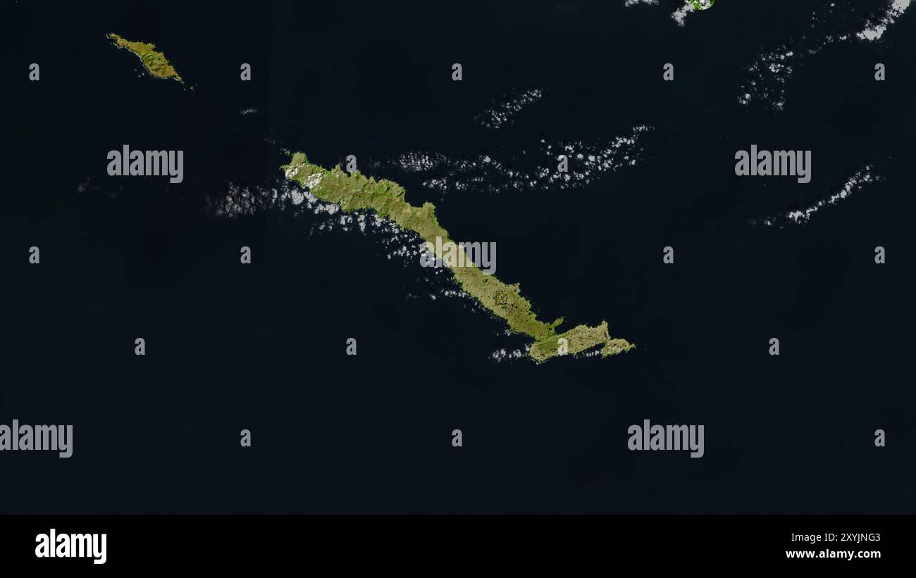 Amchitka Island in the Bering Sea on a satellite image taken in July 12 ...