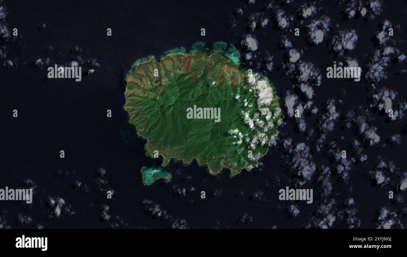 Anatom Island in the Coral Sea on a satellite image taken in September ...