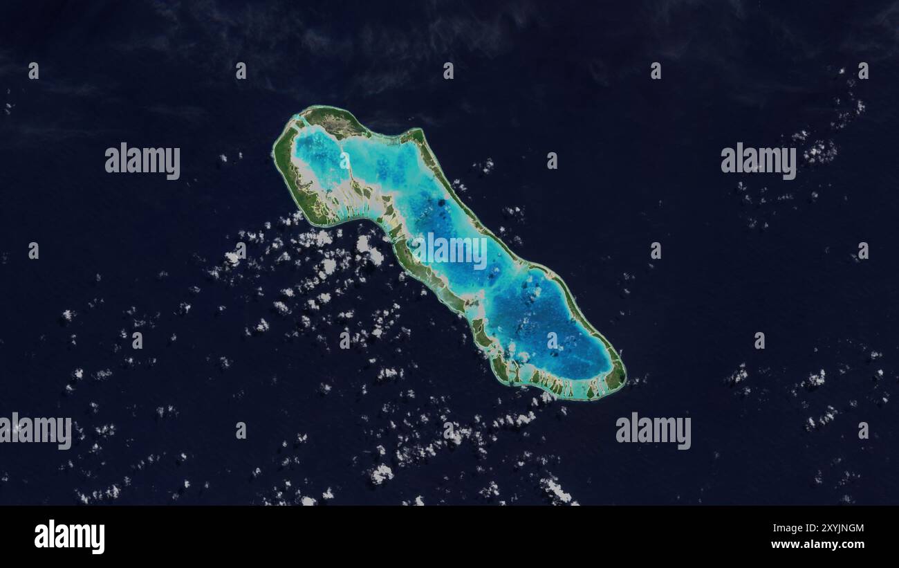 Anaa Island in the South Pacific Ocean on a satellite image taken in ...