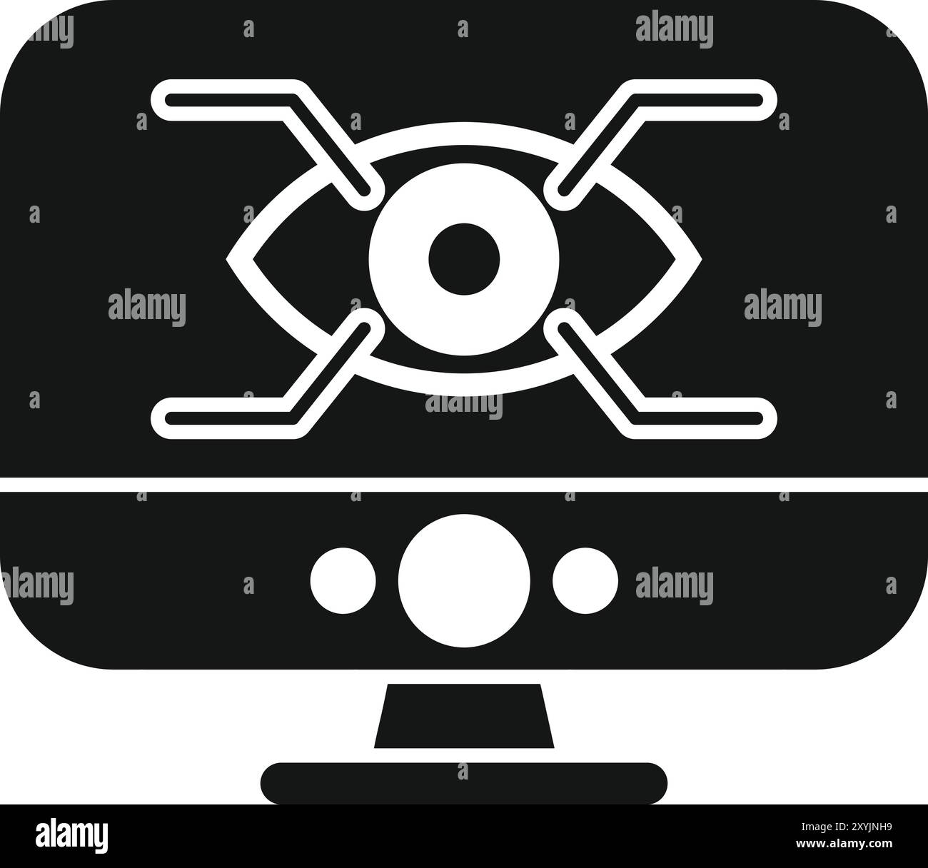 Simple icon representing a computer monitoring system with an eye ...