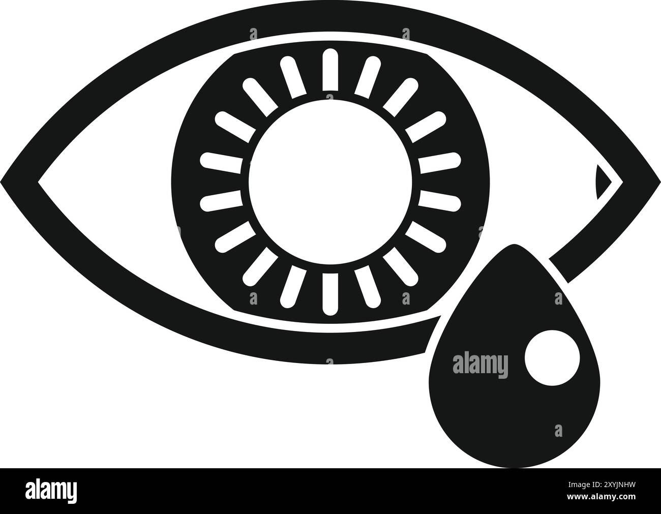 Simple vector icon of a crying human eye, shedding a tear, isolated on ...