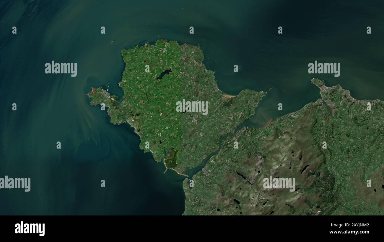 Anglesey Island in the Irish Sea and St. George's Channel on a ...