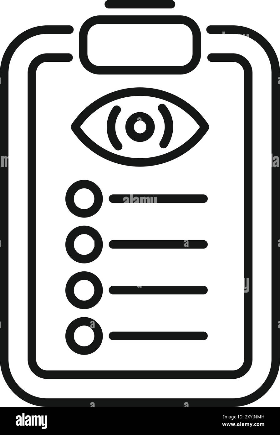 Medical clipboard representing an eye test checklist, assessing vision ...