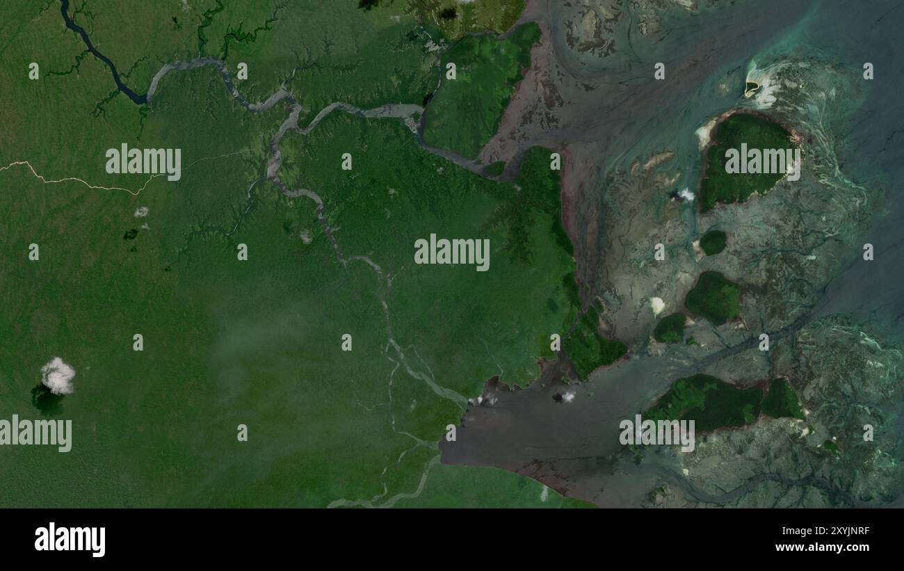Pulau Aranlau in the Arafura Sea on a satellite image taken in March 17 ...
