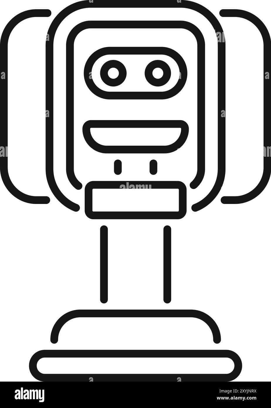 Simple vector of a chatbot smiling, with two antennas on each side and ...