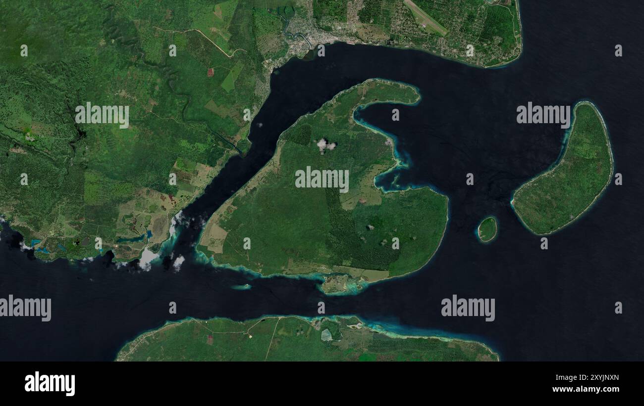 Aore Island in the Coral Sea on a satellite image taken in January 29 ...