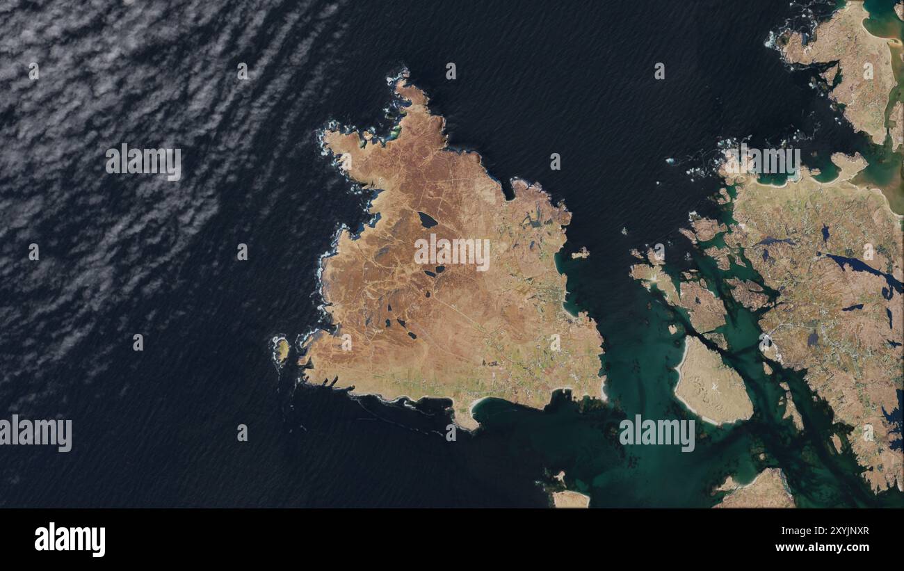 Arranmore Island in the North Atlantic Ocean on a satellite image taken ...