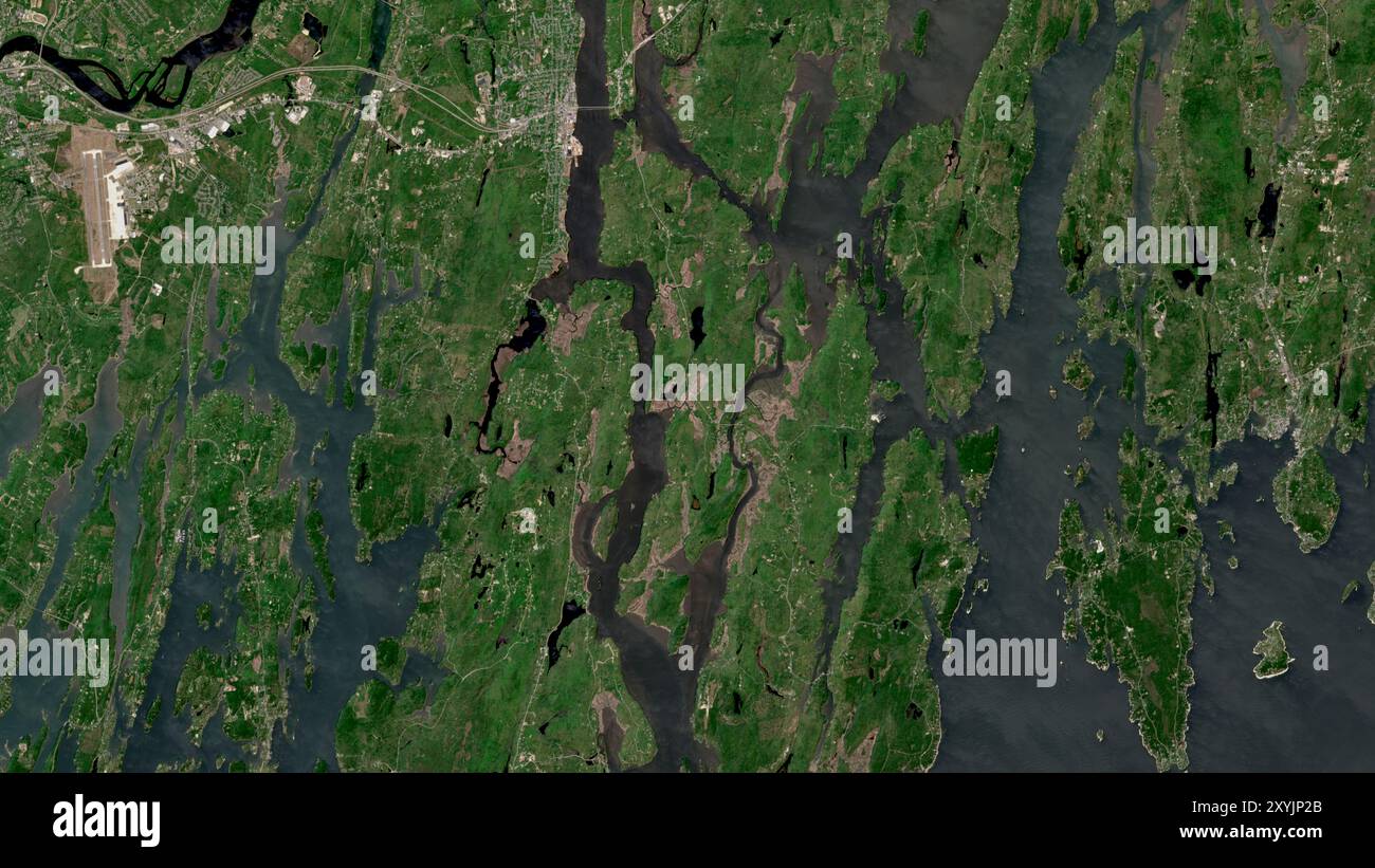 Arrowsic Island in the North Atlantic Ocean on a satellite image taken ...