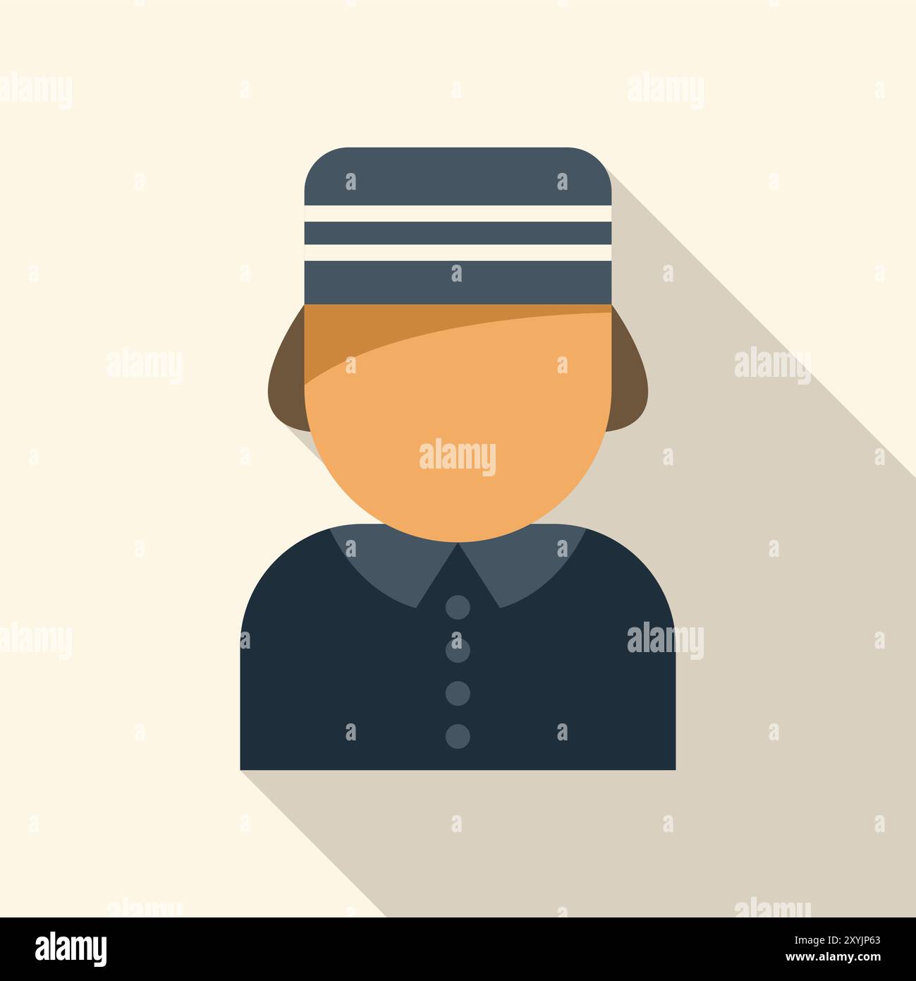 Hotel receptionist wearing uniform with long shadow in flat design ...