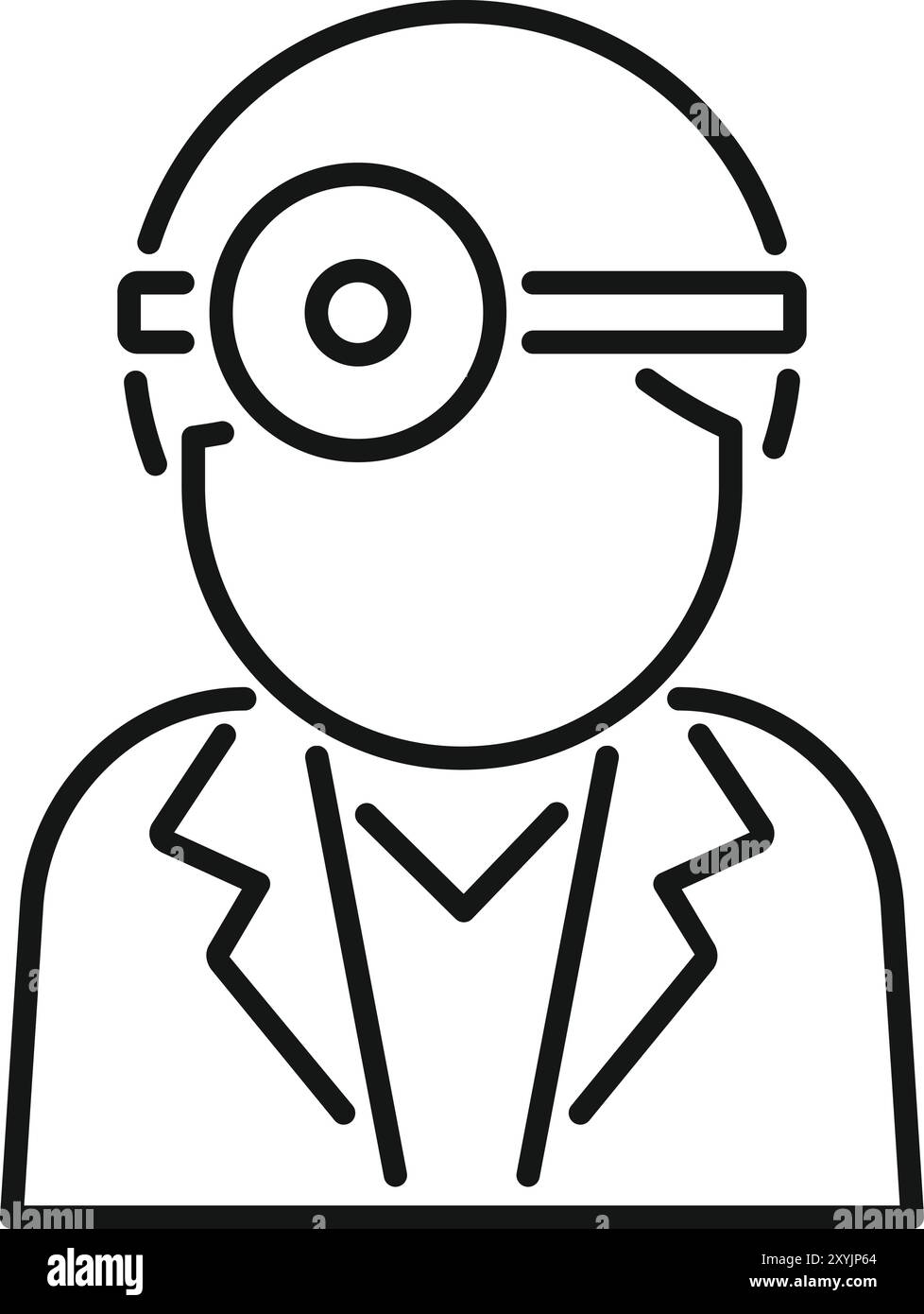 Simple vector illustration of a doctor wearing a head mirror on a white ...