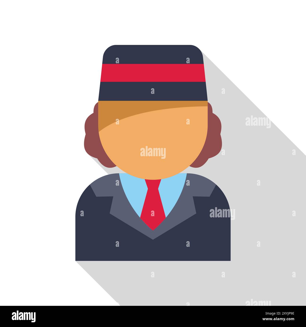 Faceless bellboy wearing a uniform and a traditional hat, representing ...