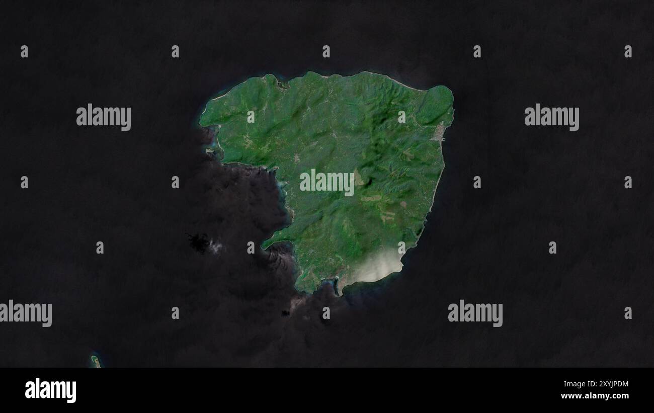 Banton Island in the Philippine Sea on a satellite image taken in April ...