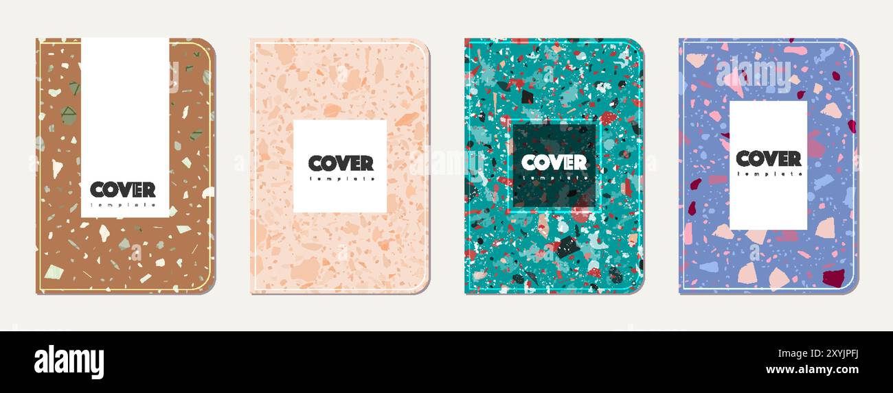 Notepad cover design. Terrazzo abstract background made of natural ...