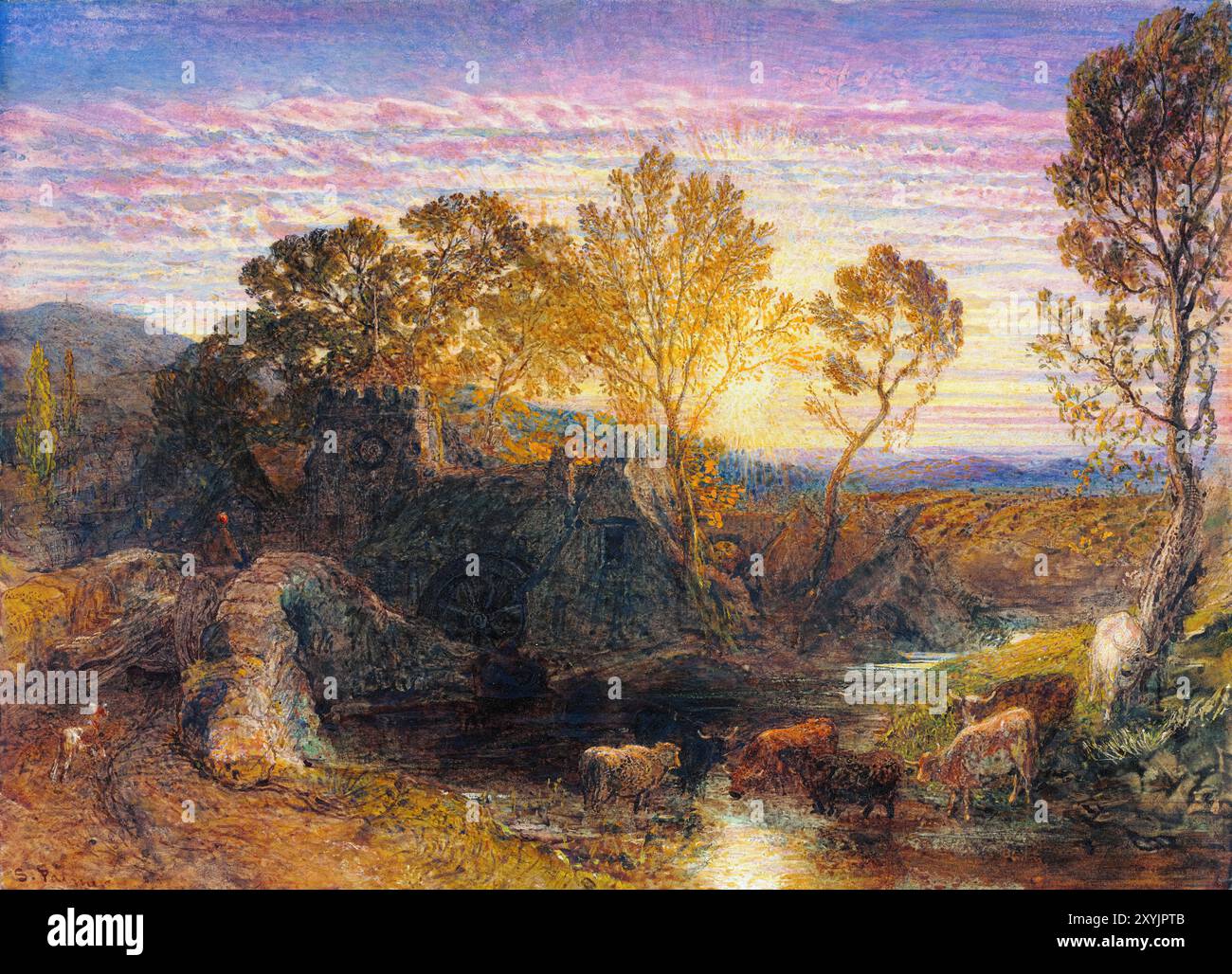 Samuel Palmer landscape painting, The Golden Hour, 1865 Stock Photo - Alamy