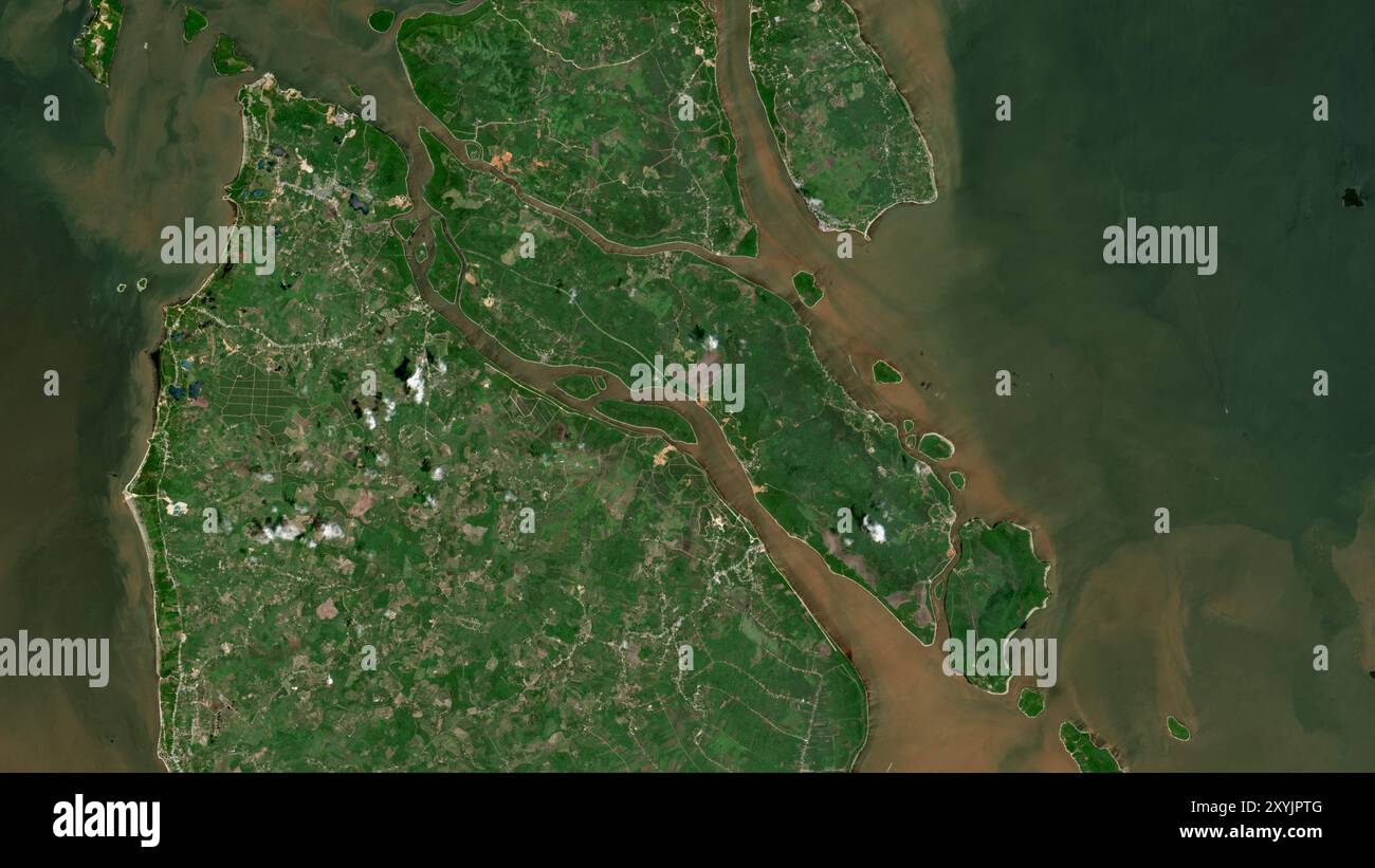 Pulau Belat in the South China Sea on a satellite image taken in ...