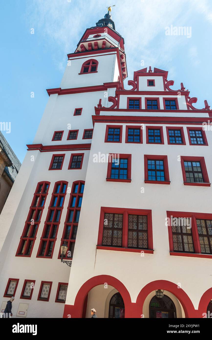 Tower of Altes Rathaus town hall from 15th century in Chemnitz city in ...