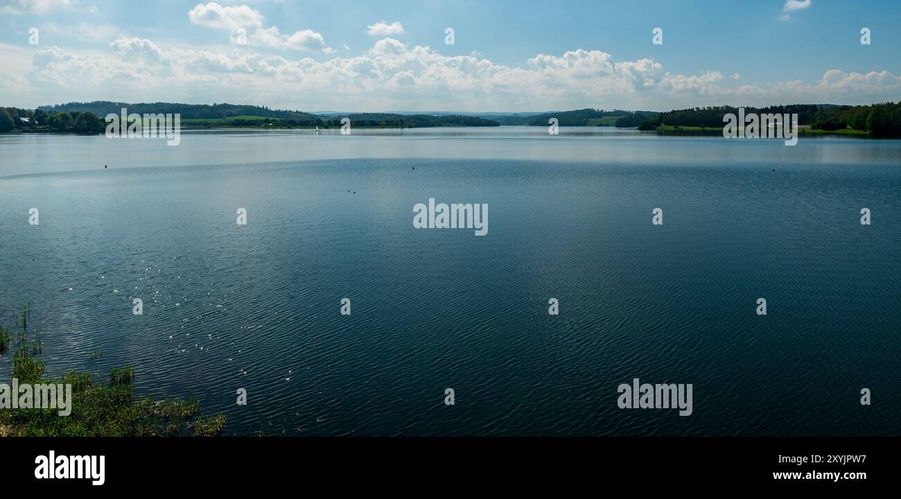 Talsperre Pohl lake with rolling countryside around near Plauen city in ...