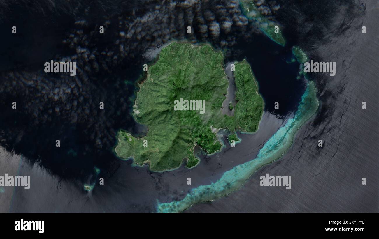 Beqa Island in the South Pacific Ocean on a satellite image taken in ...