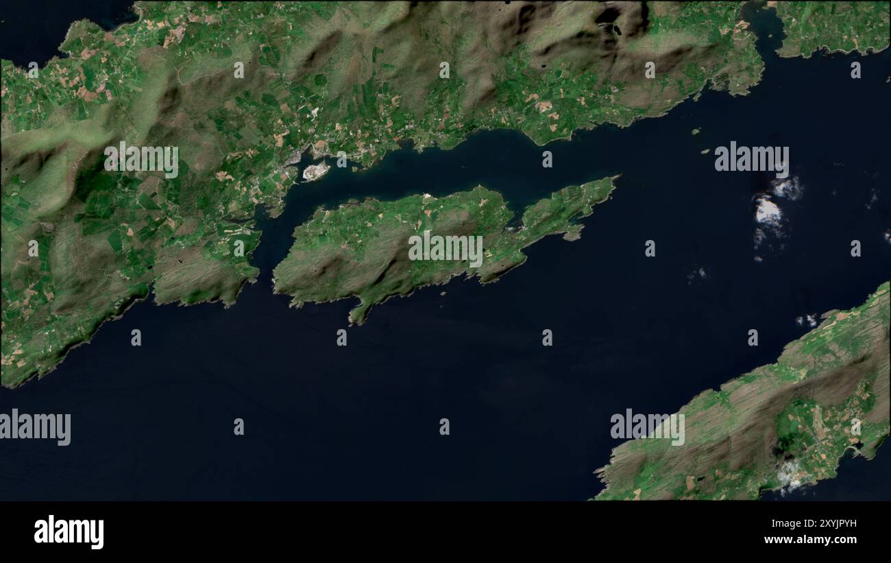 Bere Island in the North Atlantic Ocean on a satellite image taken in ...