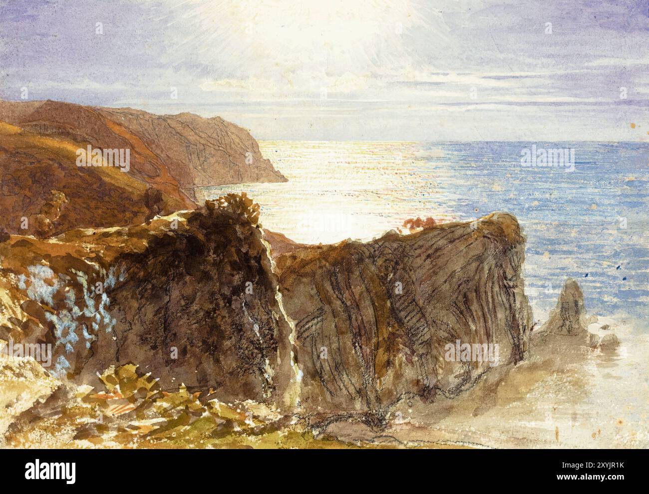 Samuel Palmer, The North Devon Coast, landscape painting before 1881 Stock Photo - Alamy