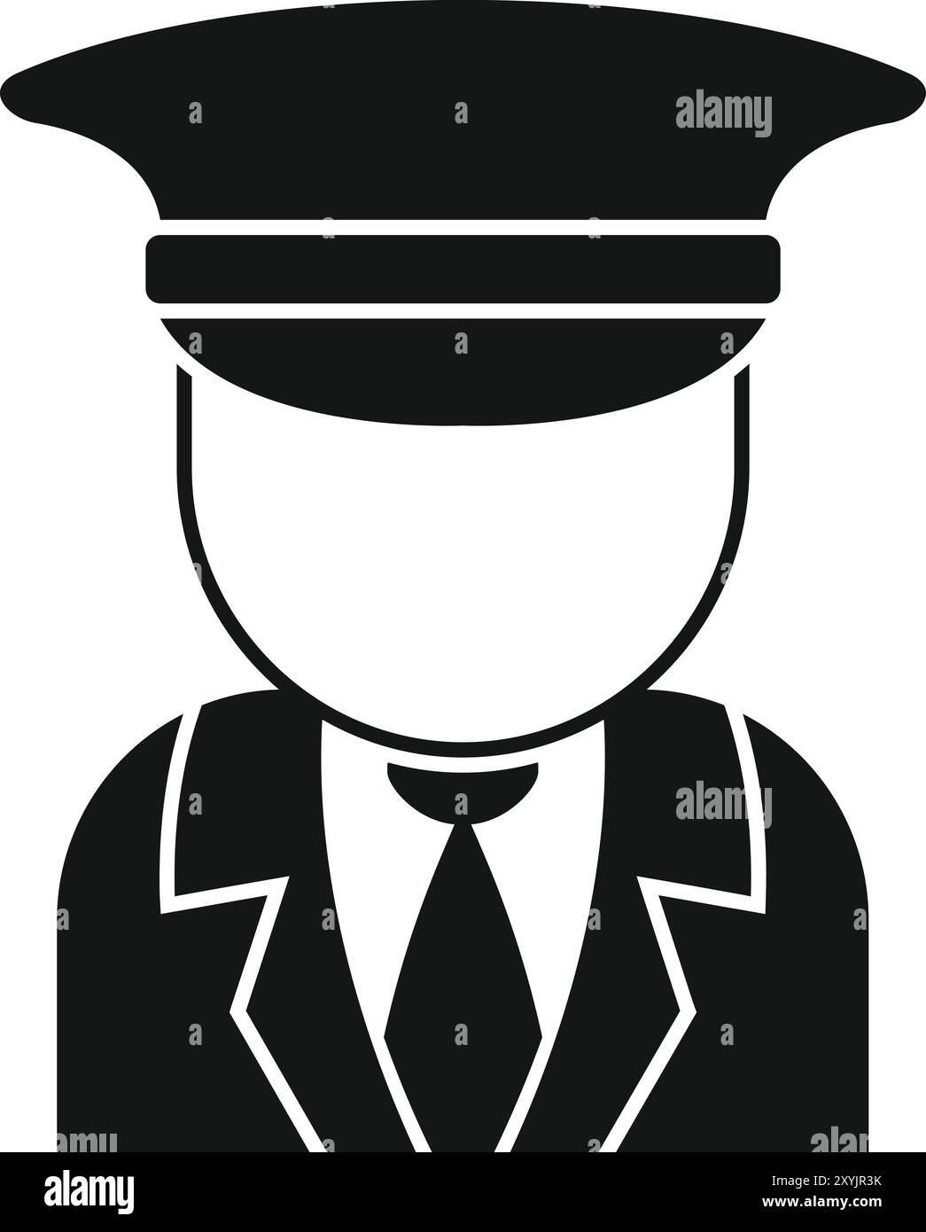 Black and white icon of a security guard wearing a uniform Stock Vector ...