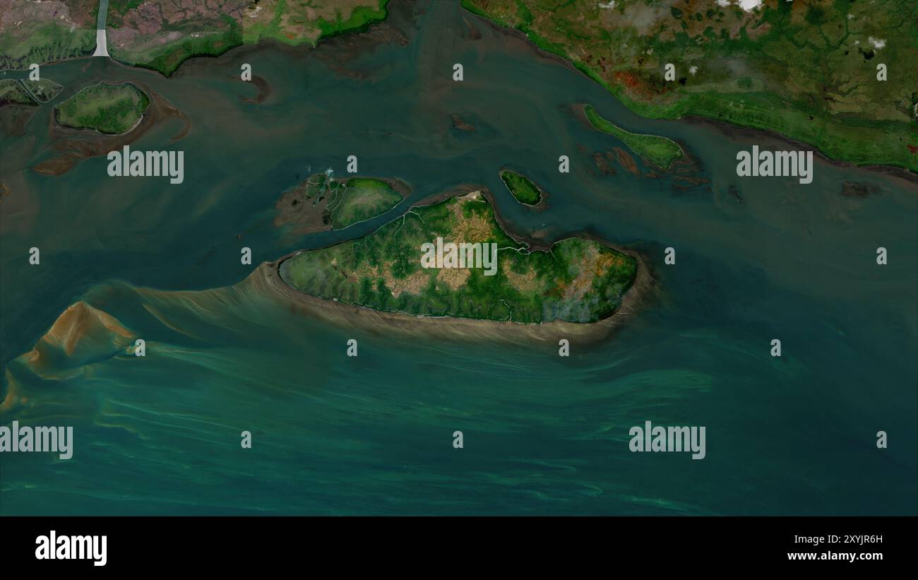 Ile Boigu in the Coral Sea on a satellite image taken in August 20 ...