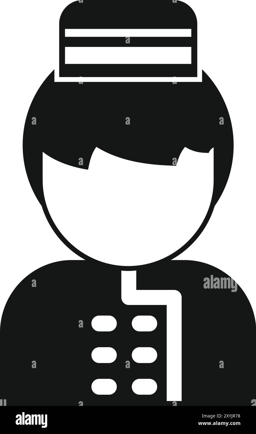 Simple vector icon of a bellboy wearing a uniform and a hat Stock ...