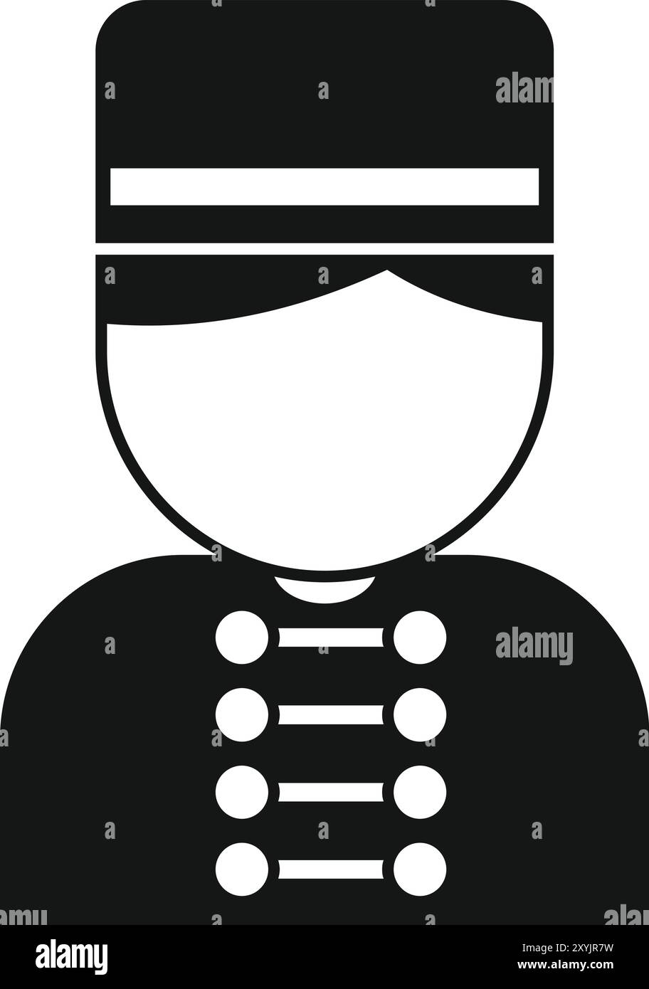 Hotel doorman wearing uniform with buttons standing icon silhouette ...