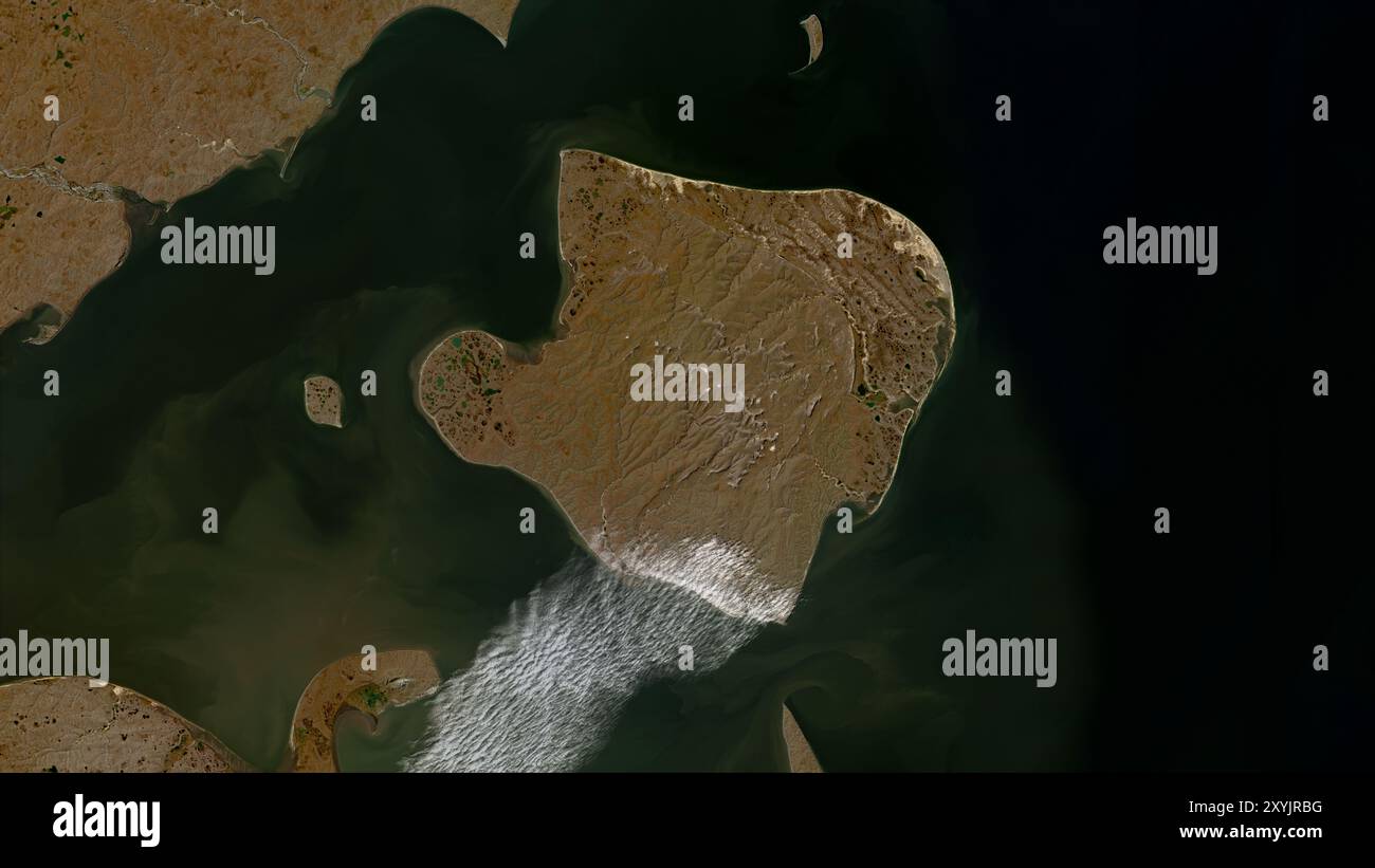 Bolshoy Begichev Island in the Laptev Sea on a satellite image taken in ...