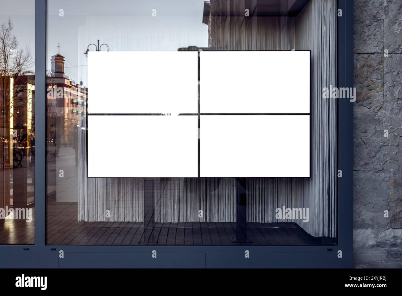 Four Widescreen TVs With White Screen Mockups For Banners And Branding ...