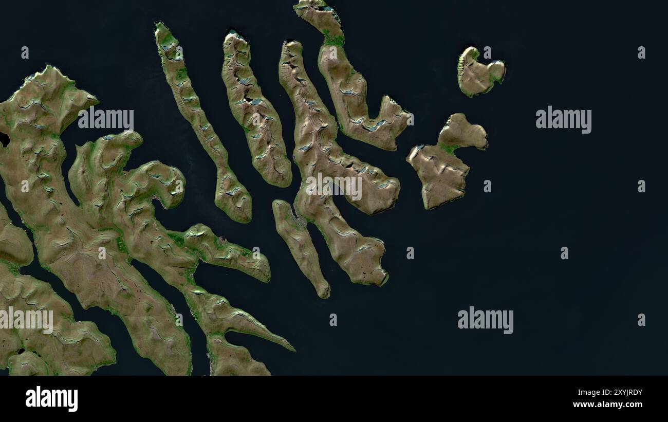 Boroy Island in the North Atlantic Ocean on a satellite image taken in ...