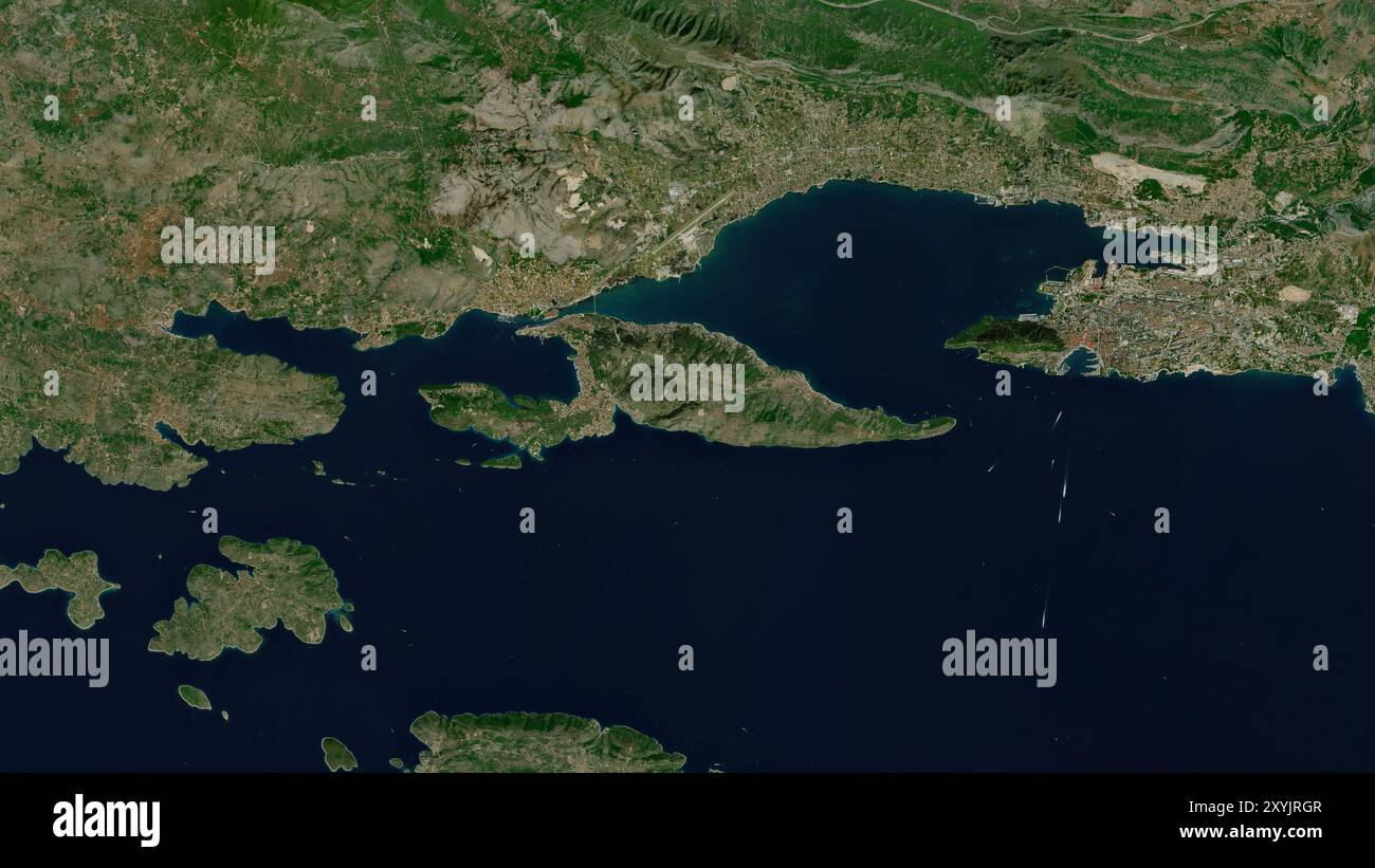 Bua Island in the Adriatic Sea on a satellite image taken in September ...