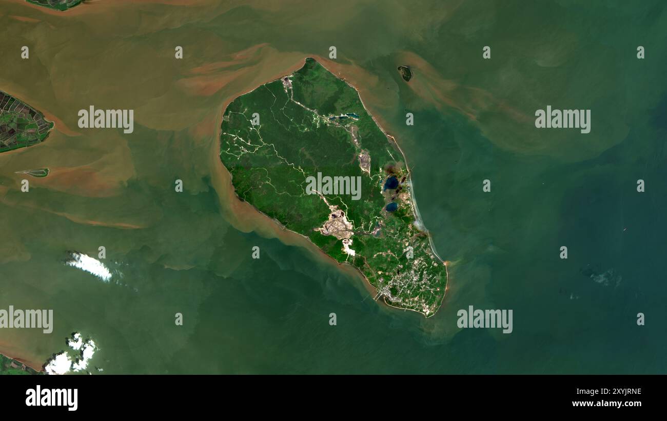 Pulau Bunyu in the Celebes Sea on a satellite image taken in October 4 ...