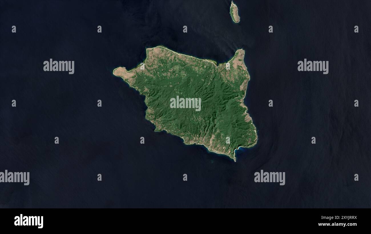 Calayan Island in the South China Sea on a satellite image taken in May ...