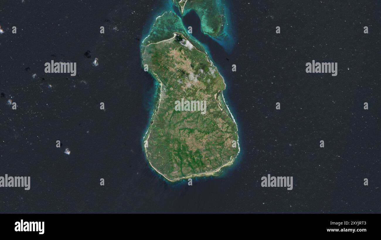 Caluya Island in the Sulu Sea on a satellite image taken in February 11 ...