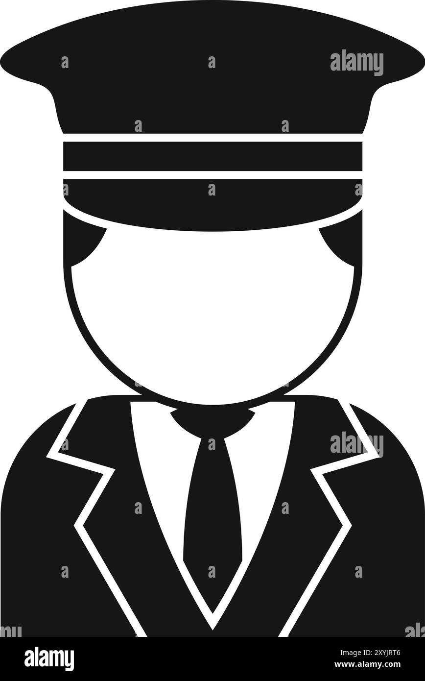 Black solid icon for driver, taxi, cap, uniform, service ...