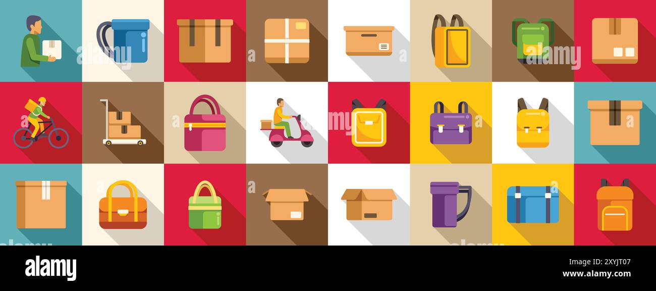 Case courier icons set. This image depicts delivery icons showing ...