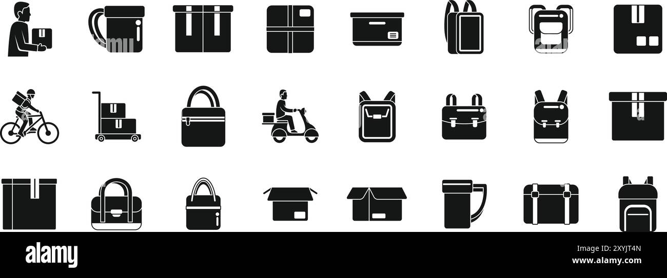 Case courier icons set. This set of icons shows the many different ways ...