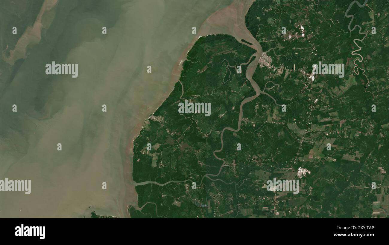 Ilha de Colares in the South Atlantic Ocean on a satellite image taken ...