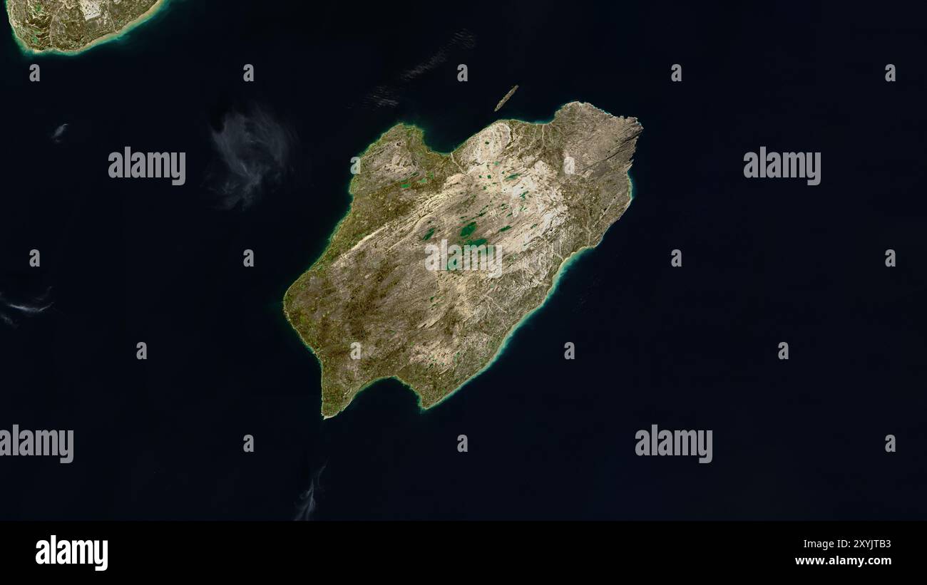 Coats Island in the Hudson Bay on a satellite image taken in August 20 ...